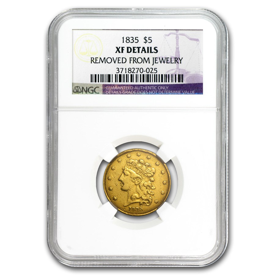 Buy 1835 $5 Gold Classic Head Half Eagle XF Details NGC (Cleaned) | APMEX