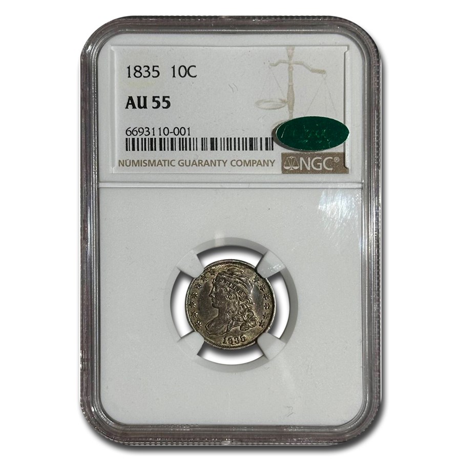 1835 Capped Bust Dime AU-55 NGC CAC