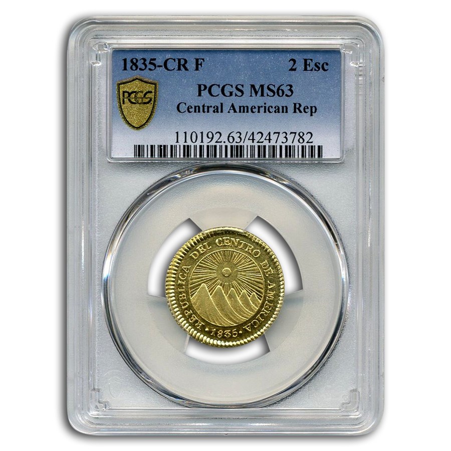 Buy 1835-CR Central Amer. Rep. Gold 2 Escudos MS-63 PCGS | APMEX