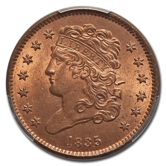 Buy 1835 Half Cent MS-65 PCGS CAC (Red, Cohen 1) | APMEX