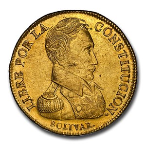 1835-Pts Bolivia Gold 8 Escudos Bolivar MS-62 NGC