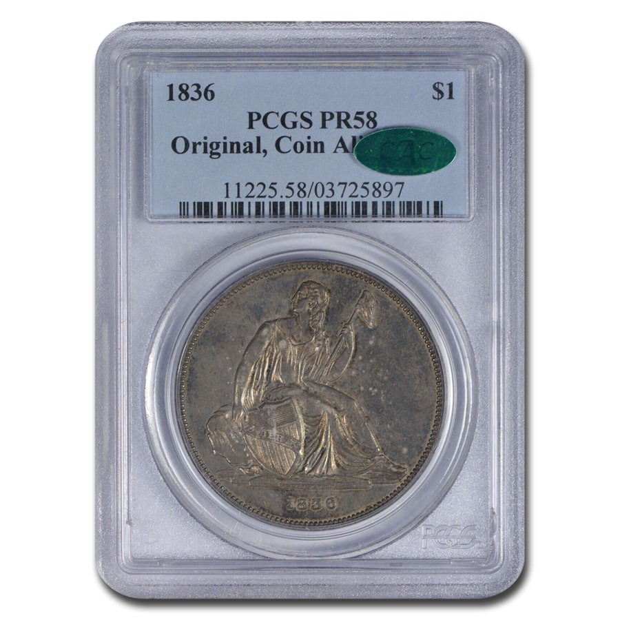 Buy 1836 Gobrecht Dollar PR-58 PCGS CAC (Original Coin Alignment) | APMEX
