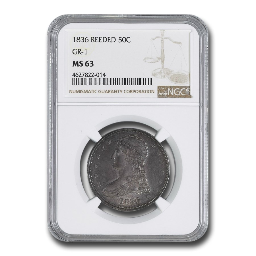 Buy 1836 Reeded Edge Half Dollar MS-63 NGC (GR-1) | APMEX