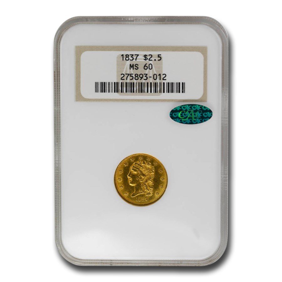 Buy 1837 $2.50 Classic Head Gold Quarter Eagle MS-60 NGC CAC | APMEX