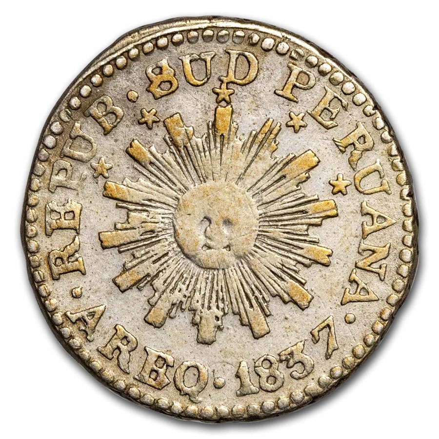 1837-AREQ South Peru Silver 1/2 Real VF Details