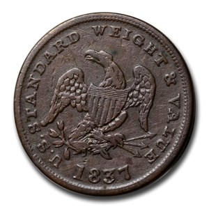 Buy 1837 Copper Hard Times Token 1/2 Cent of Pure Copper Very Fine+ | APMEX