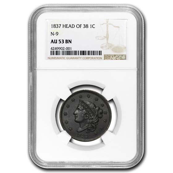 Buy 1837 Large Cent AU-53 NGC (Head of 1838, N-9) | APMEX