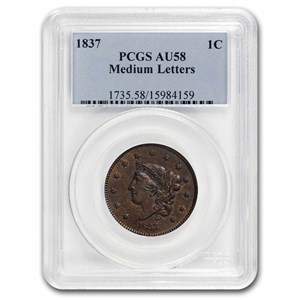 Buy 1837 Large Cent Medium Letters AU-58 PCGS | APMEX