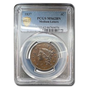 Buy 1837 Large Cent MS-62 PCGS (Brown, Medium Letters) | APMEX