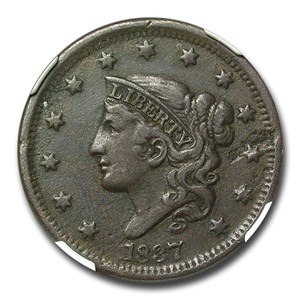 1837 Large Cent VF-35 NGC (Brown)