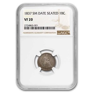 1837 Liberty Seated Dime VF-20 NGC (Small Date)