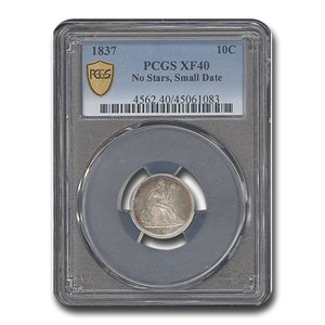 1837 Liberty Seated Dime XF-40 PCGS (No Stars, Small Date)