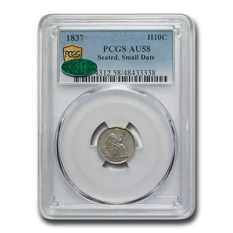 1837 Liberty Seated Half Dime AU-58 PCGS CAC (Small Date)