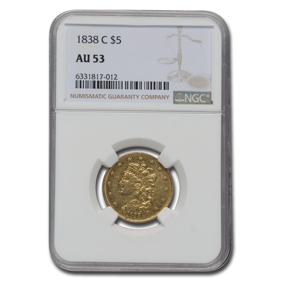 Buy 1838-C $5 Classic Head Half Eagle AU-53 NGC | APMEX