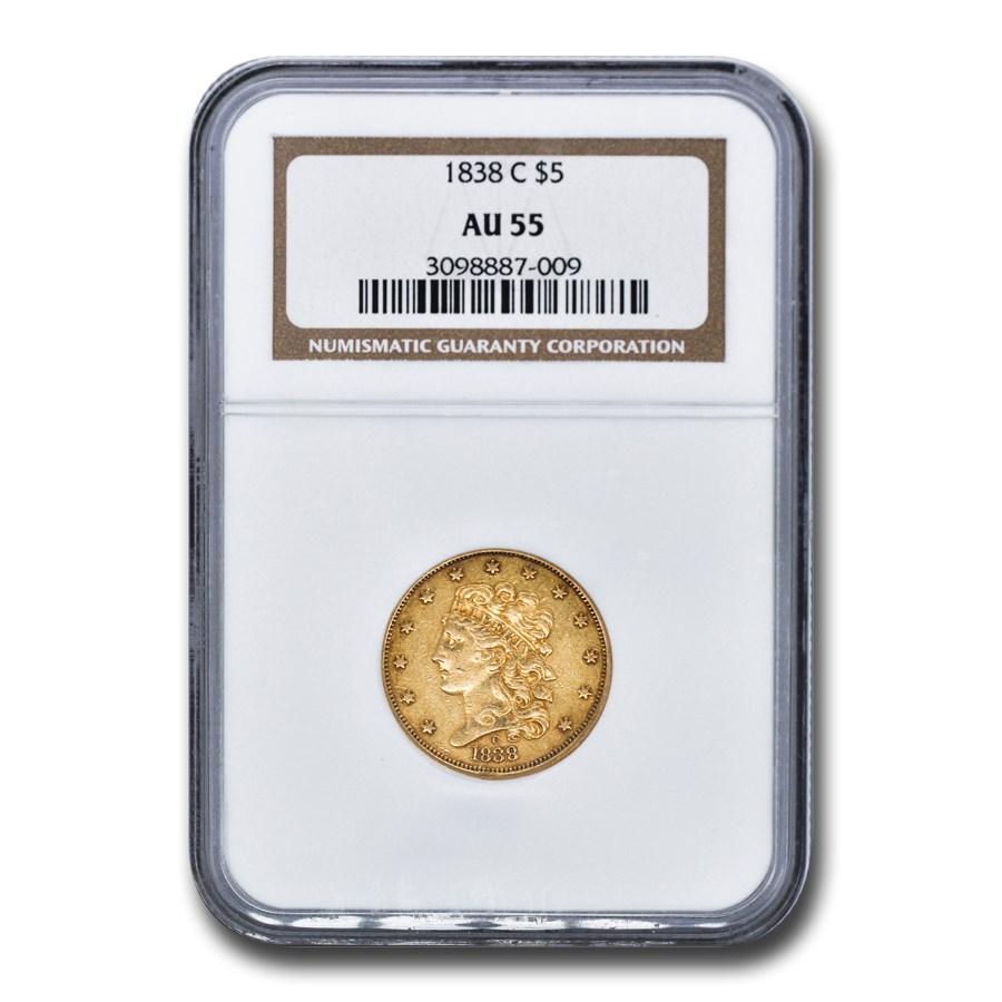 Buy 1838-C $5 Classic Head Half Eagle AU-55 NGC | APMEX