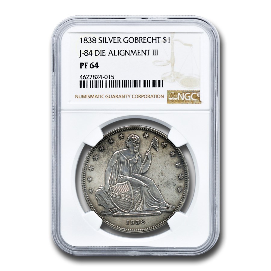 Buy 1838 Gobrecht Liberty Seated Dollar PF-64 NGC (Die Alignment III) | APMEX