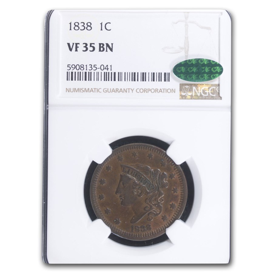Buy 1838 Large Cent VF-35 NGC CAC (Brown) | APMEX