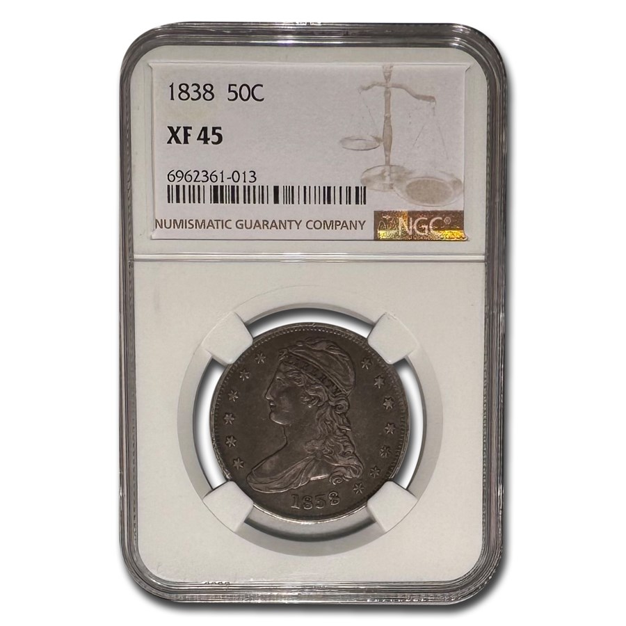 1838 Reeded Edge Half Dollar XF-45 NGC