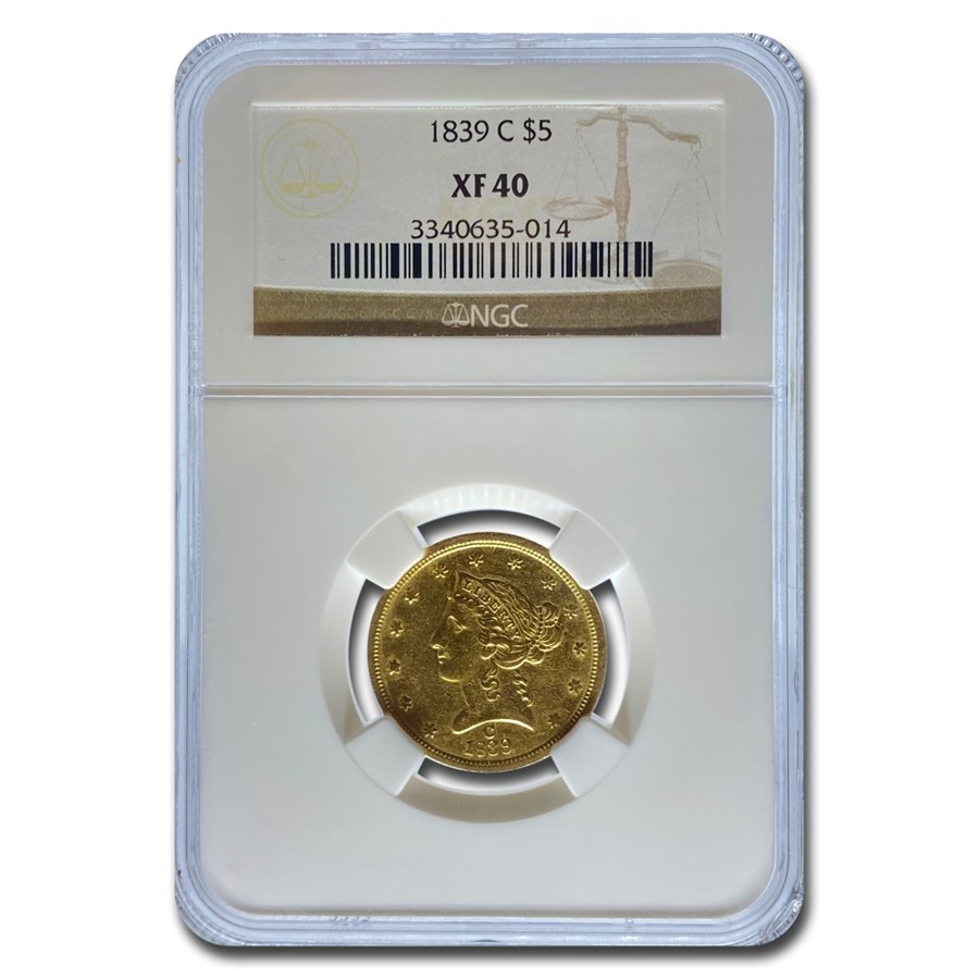 Buy 1839-C $5 Liberty Gold Half Eagle XF-40 NGC | APMEX