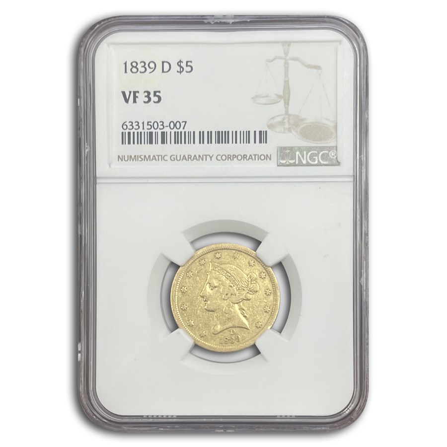 Buy 1839-D $5 Liberty Gold Half Eagle VF-35 NGC | APMEX