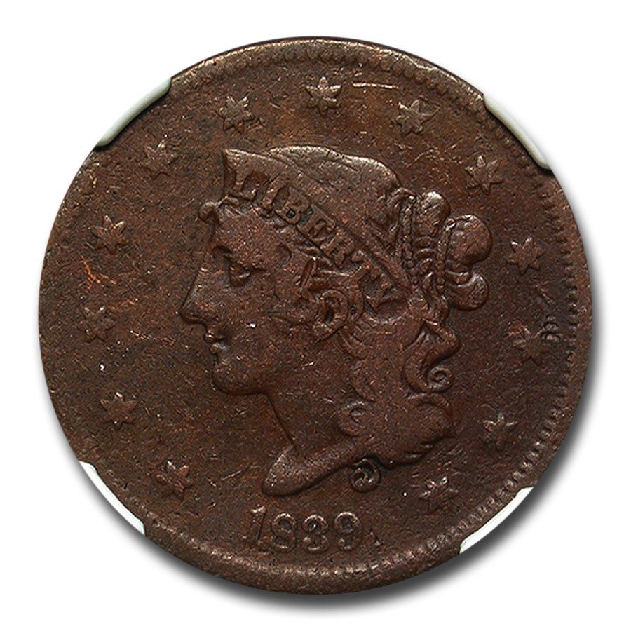 Buy 1839 Large Cent Booby Head Fine-15 NGC (Brown) | APMEX