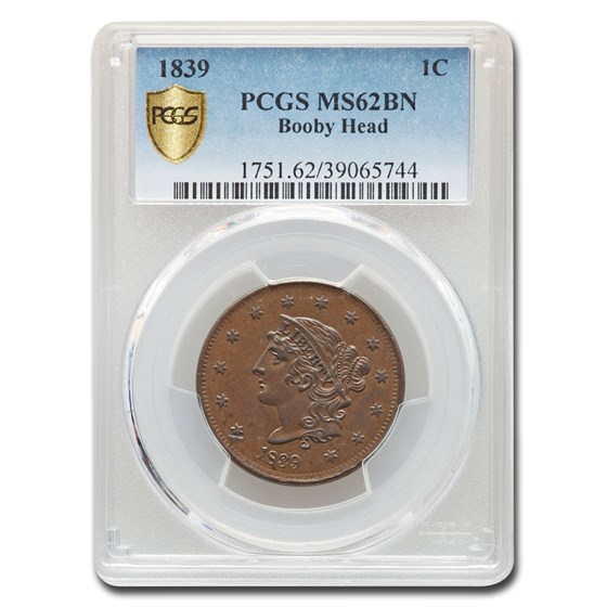 Buy 1839 Large Cent MS-62 PCGS (Brown, Booby Head) | APMEX