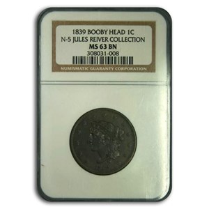 Buy 1839 Large Cent MS-63 NGC (Brown, Booby Head) | APMEX