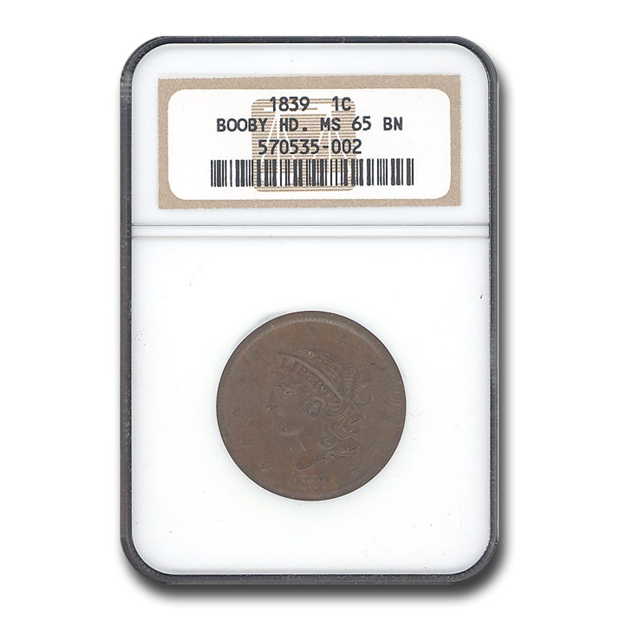 Buy 1839 Large Cent MS-65 NGC (Brown, Booby Head) | APMEX