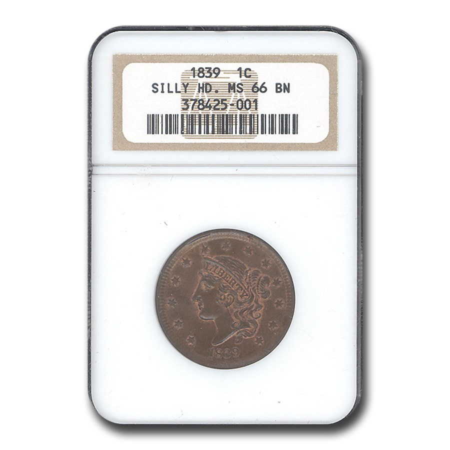 Buy 1839 Large Cent MS-66 NGC (Silly Head, Brown) | APMEX