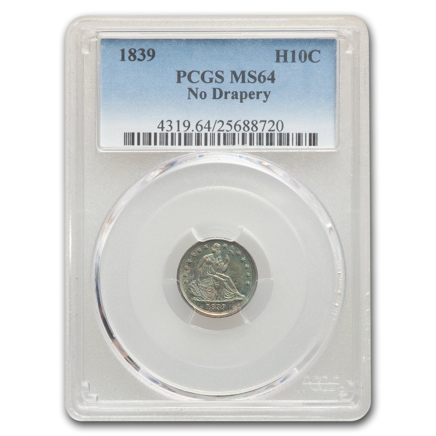 Buy 1839 Liberty Seated Half Dime MS-64 PCGS (No Drapery) | APMEX