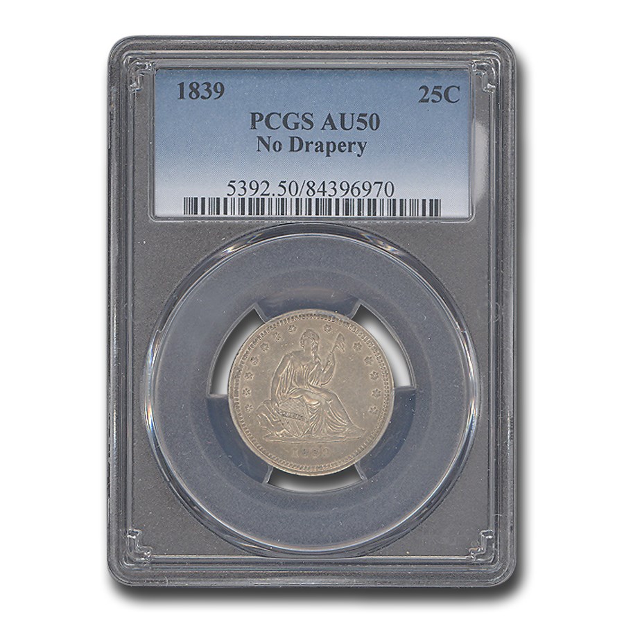Buy 1839 Liberty Seated Quarter AU-50 PCGS (No Drapery) | APMEX