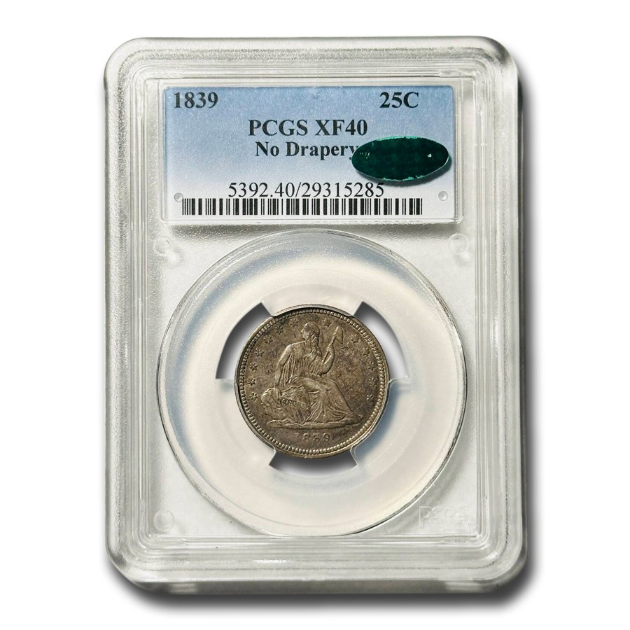 1839 Liberty Seated Quarter XF-40 PCGS CAC (No Drapery)