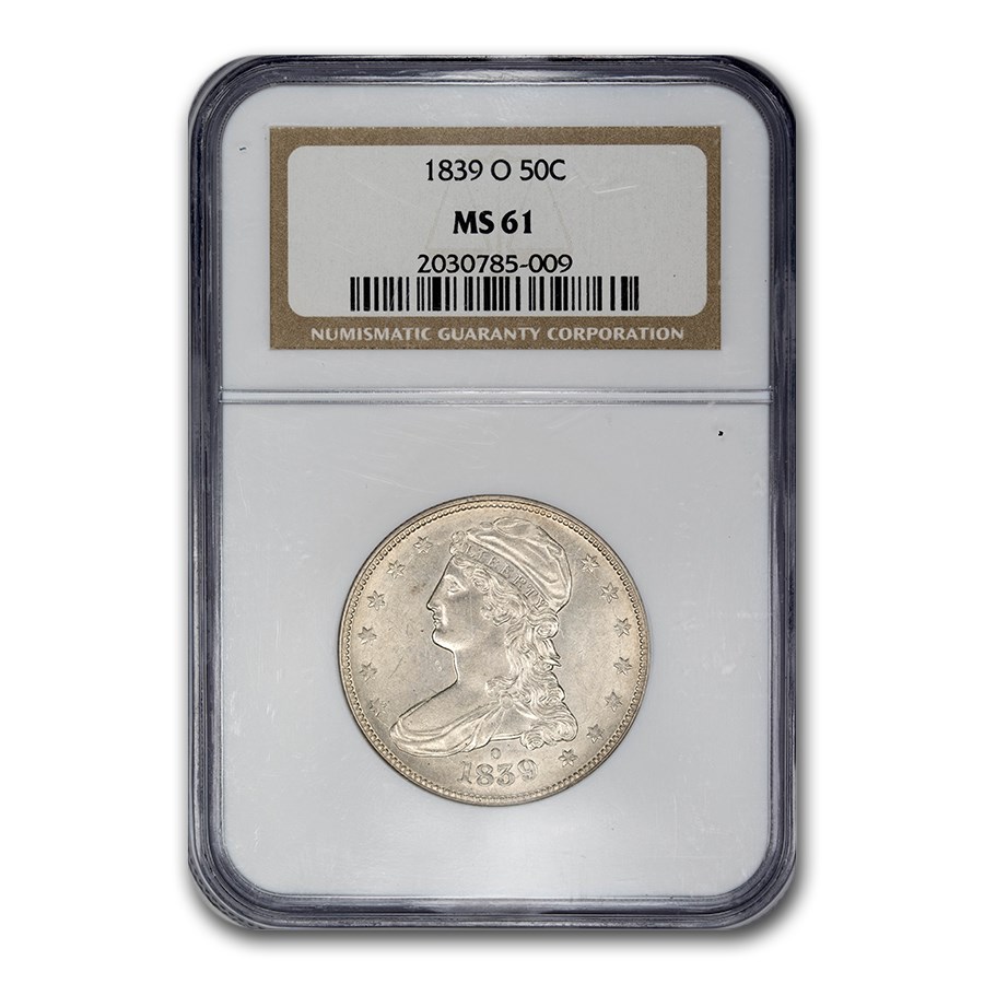 Buy 1839-O Reeded Edge Half Dollar MS-61 NGC | APMEX