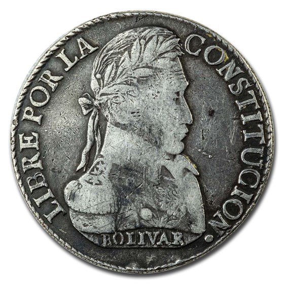 Buy 1839-PTS LM Bolivia Silver 8 Soles Bolivar XF | APMEX