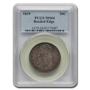 1839 Reeded Edge Half Dollar MS-64 PCGS
