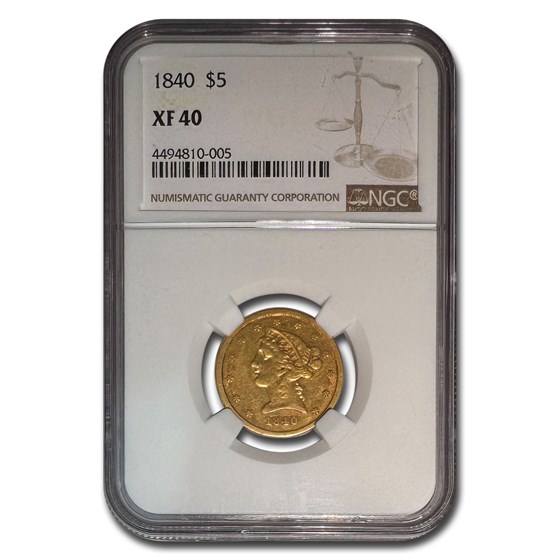 Buy 1840 $5 Liberty Gold Half Eagle XF-40 NGC | APMEX