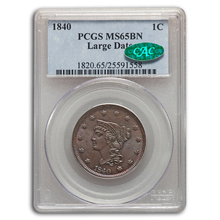 Buy 1840 Large Cent MS-65 PCGS CAC (Brown, Large Date) | APMEX
