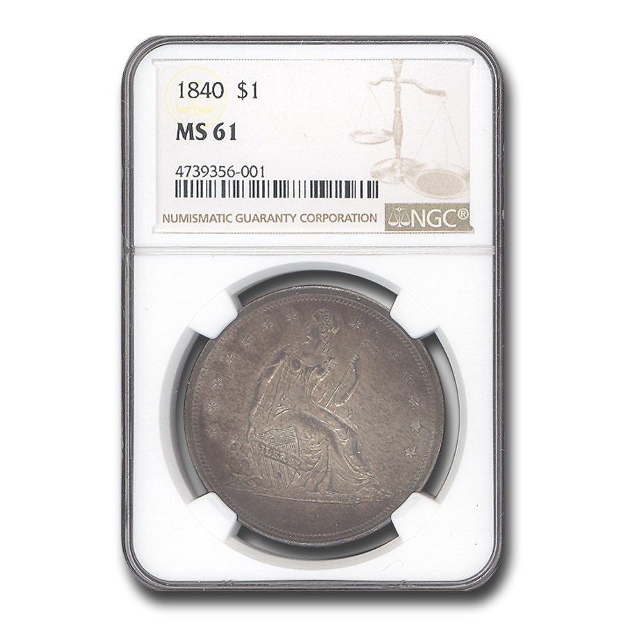 Buy 1840 Liberty Seated Dollar MS-61 NGC | APMEX