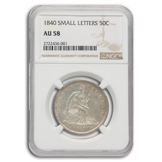 1840 Liberty Seated Half Dollar AU-58 NGC (Small Letters)