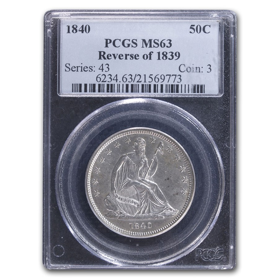 Buy 1840 Liberty Seated Half Dollar MS-63 PCGS (Reverse of 1839) | APMEX