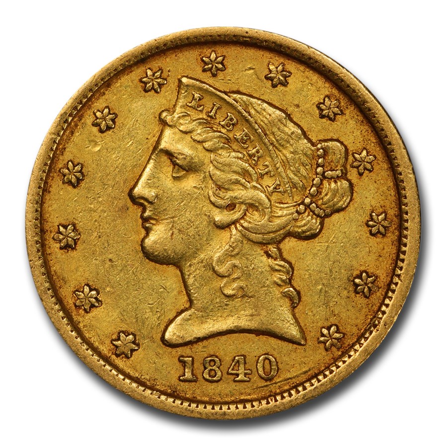 Buy 1840-O $5 Liberty Gold Half Eagle AU-50+ PCGS | APMEX