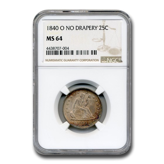 Buy 1840-O Liberty Seated Quarter MS-64 NGC (No Drapery) | APMEX