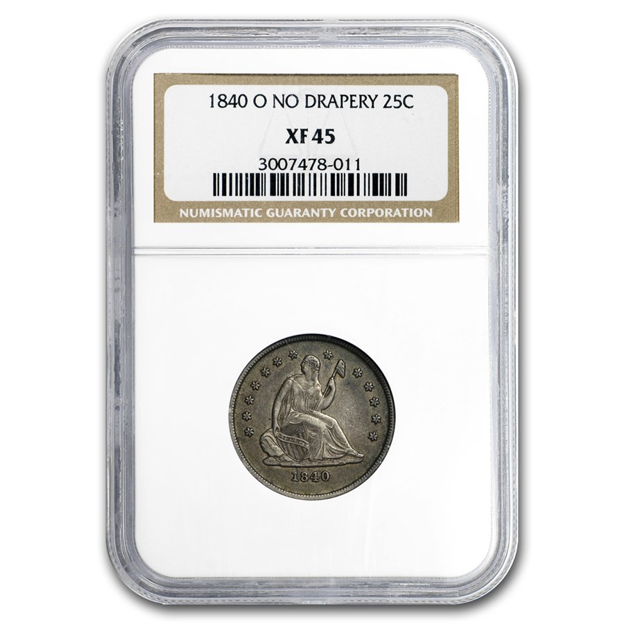 Buy 1840-O Liberty Seated Quarter XF-45 NGC (No Drapery) | APMEX