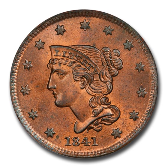 Buy 1841 Large Cent MS-66 PCGS CAC (Red/Brown, Newcomb 4) | APMEX