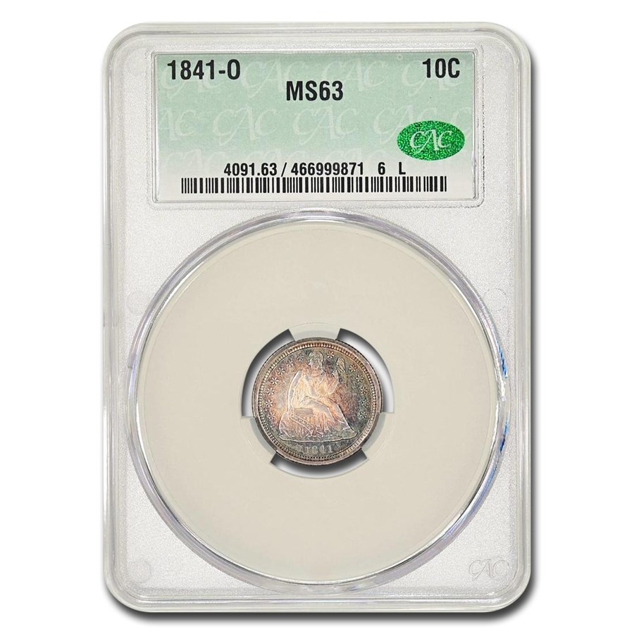 1841-O Liberty Seated Dime MS-63 CACG