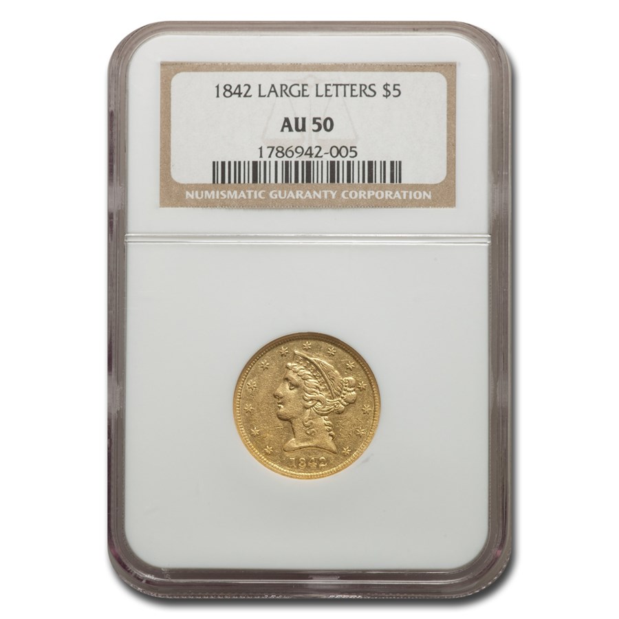 Buy 1842 $5 Liberty Gold Half Eagle AU-50 NGC (Large Letters) | APMEX