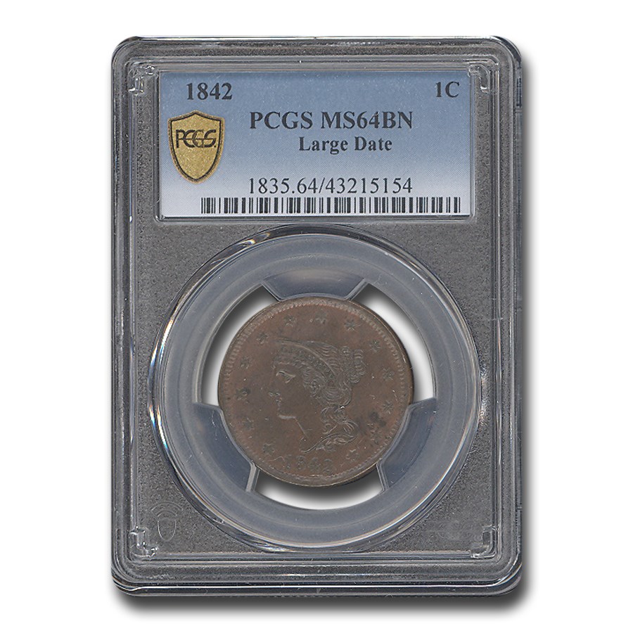 Buy 1842 Large Cent MS-64 PCGS (Brown, Large Date) | APMEX