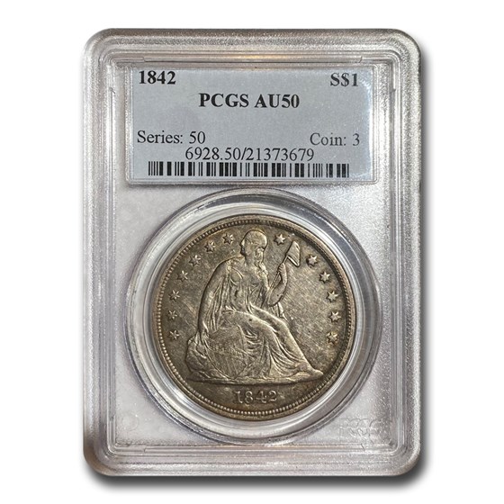 Buy 1842 Liberty Seated Dollar AU-50 PCGS | APMEX
