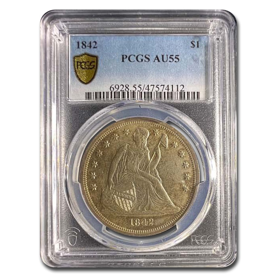 Buy 1842 Liberty Seated Dollar AU-55 PCGS | APMEX