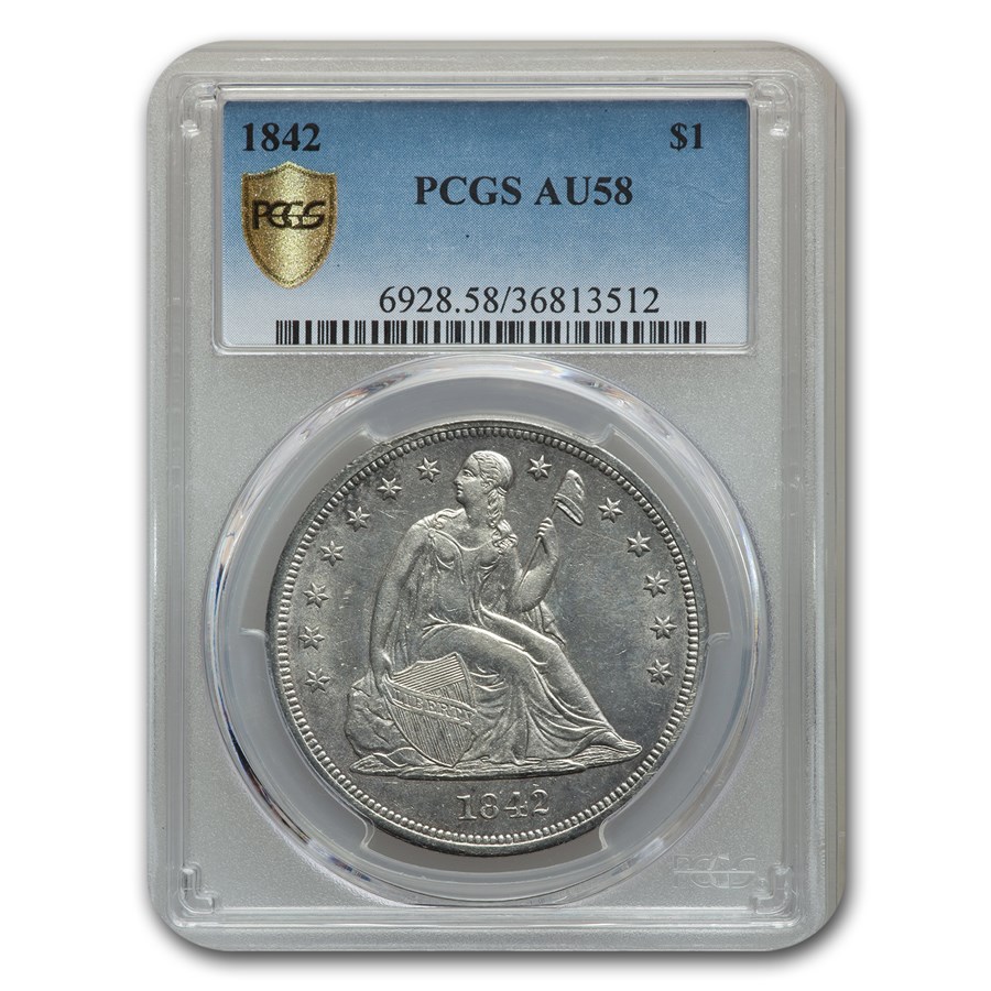 Buy 1842 Liberty Seated Dollar AU-58 PCGS | APMEX